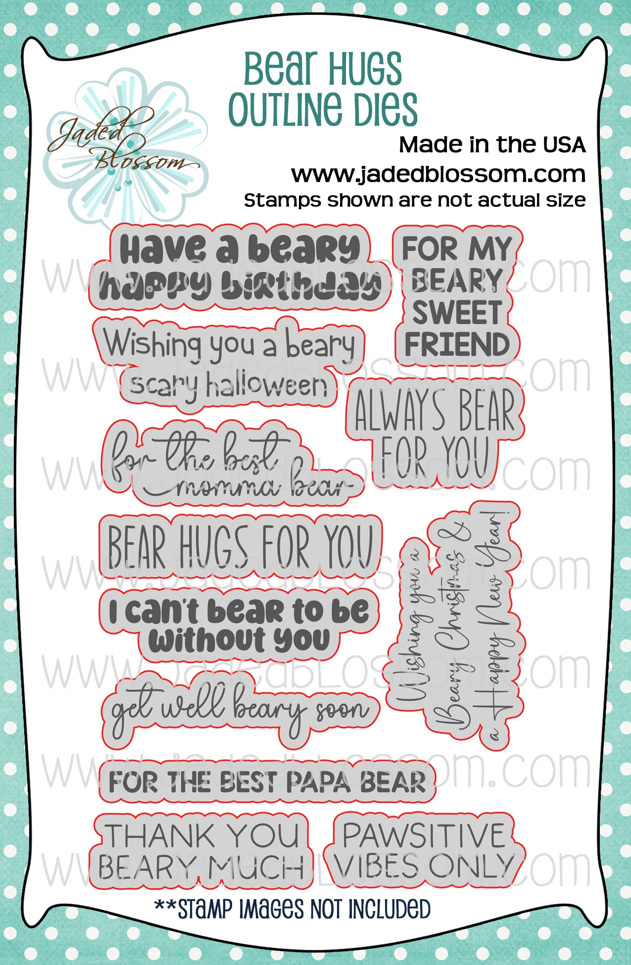 Bear Hugs Outline Dies - Jaded Blossom